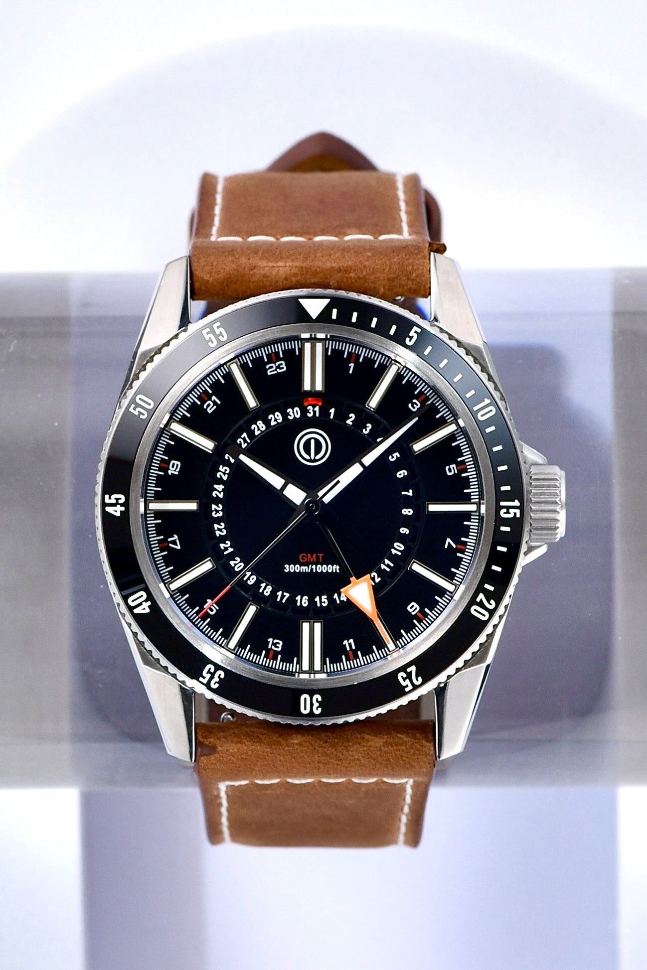 TURRET 300M DIVER GMT - STEEL BLACK MODEL: TRG-01L (LEATHER/RUBBER STR ...